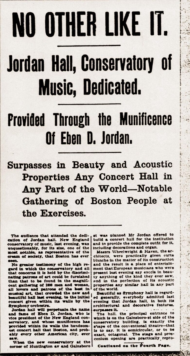 From the Archives: A Celebration of 120 Years of Jordan Hall - NECMusic