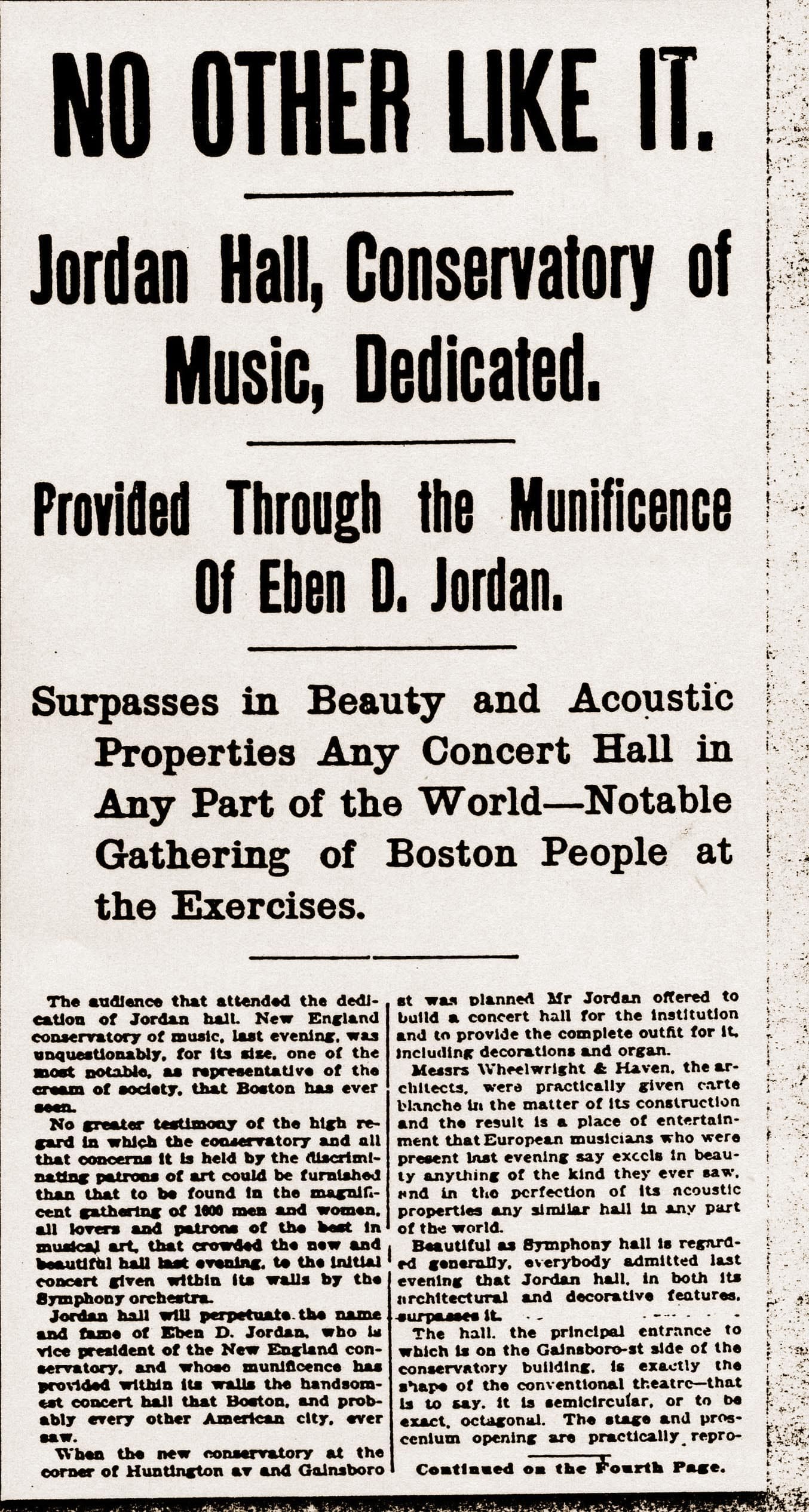 From the Archives: A Celebration of 120 Years of Jordan Hall - NECMusic